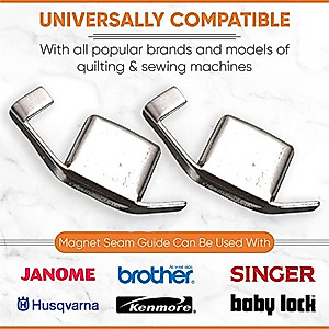 Magnetic Seam Guide for Sewing Machine, 2 pieces Sewing Machine Guide Magnets, Anti-Slip Grip - For Any Width Seam, Straight & Circle Line Tracks - Sewing Supplies for Beginners & Professionals