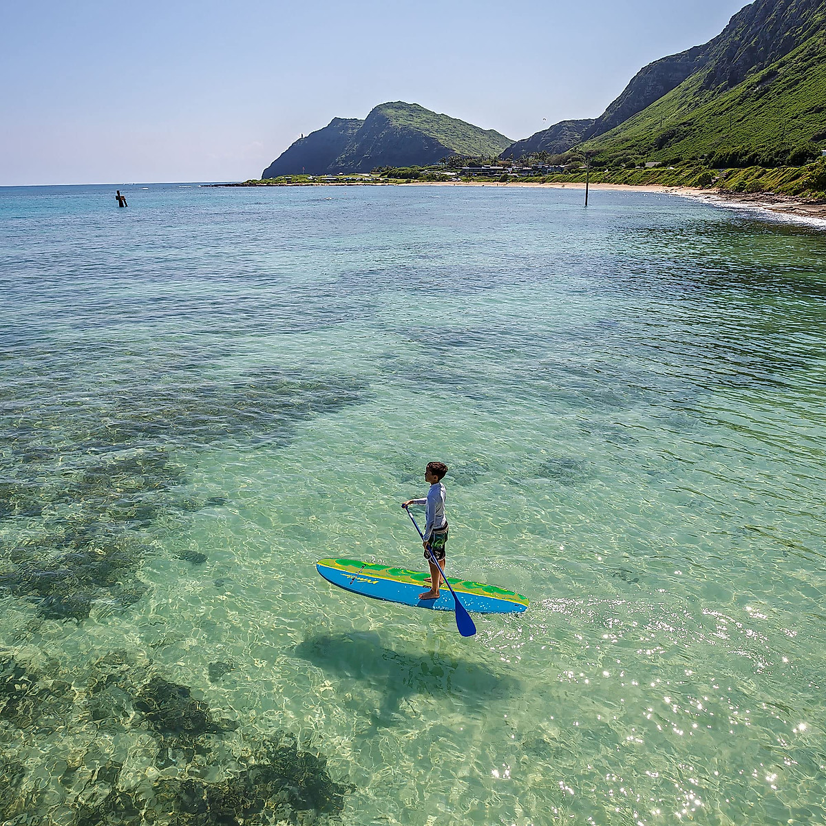 WAVESTORM 8ft Junior Stand Up Paddleboard | Superior Foam Construction with Stringers | Accessories Included Adjustable Paddle Leash and Removable fin| Carry Handle | Sized for Youth