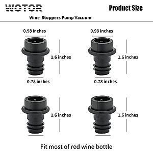 WOTOR Wine Pump Vacuum Stoppers, Silicone Wine Saver, Wine Bottle Stopper, Wine Preserver, Reusable Bottle Sealer Keeps Wine Fresh (Black, 12 Pieces)