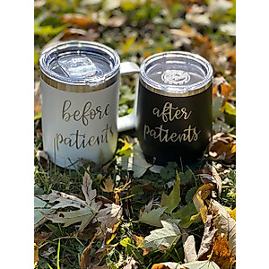 Before Patients, After Patients Engraved Stainless Steel 15 oz Coffee Mug, 12 oz Stemless Wine Glass Set - Unique Gift Idea for Doctor, Physician, Nurse, Hygienist, Medical, Dental - Graduation Gifts
