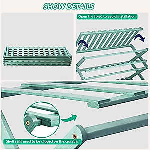 SAISN 5 Tier Wooden Shoe Rack Bamboo Shoes Storage Shelf Stackable Shoe Organizer Racks Multifunctional Free Standing Shoe Shelf Free Installation Foldable Shoe Stand for Entryway Hallway (Green)