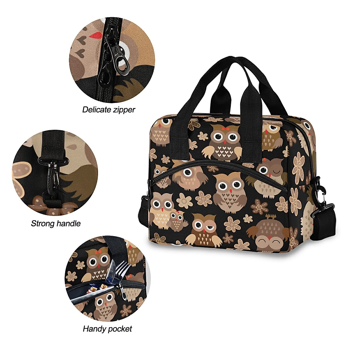 ALAZA Women's Multicolor Oxford Cloth Lunch Bag with Shoulder Strap, 11.4Lx7.1Wx9.5H Inch