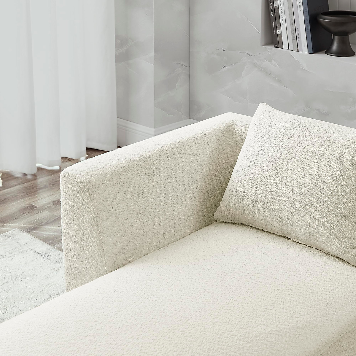 Quarte U Shape Sectional Sofa,Modular Sofa with Two Single Seat, Two Chaises,DIY Combination, Loop Yarn Fabric (Beige/5 Seat)