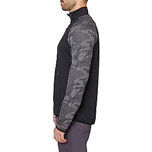 Hickey Freeman Men's Camo Jacquard Sleeve Quarter Zip, Black, XX-Large