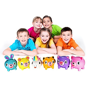 Squeeze Play and Sound Stress Ball Relievers Ball Tongue Out (6 Units) Ja-RU Screaming Talking Animal Toy for Kids & Toddlers. Cute Squeeze Stress Relief Soft Ball Decorations Plus Sticker 4342-6s