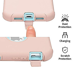 Sansunto for iPhone XR Case Pink, Silicone Durable Protective Heavy Duty Full Body Defender Shockproof Hybrid Hard PC & Soft Bumper Cover for Phone XR 6.1 inch (Grapefruit/Teal)