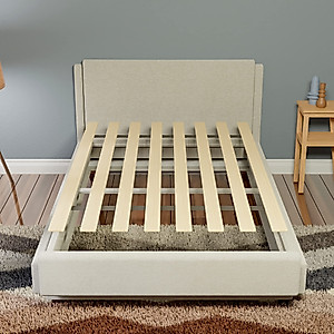 Continental Mattress, 0.68-Inch Heavy Duty Vertical Mattress Support Wooden Bunkie Board/Bed Slats, Queen, Beige