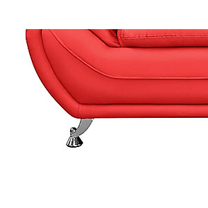 US Pride Furniture Michael Collection Modern Style Faux Leather Couch-Versatile 2 Seater Accent Piece for Living Room, Bedroom or Office-Comfortable Design and Elegant Look, 61.3 Loveseat, Coral