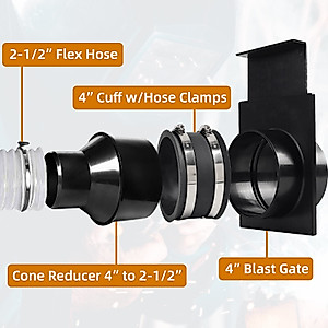 TonGass (2-Pack) 4 Inches Outer Diameter Flexible Hose Cuff Coupler with Integrated 2 Dust Collection Hose Clamps - Rubber Vacuum Hose Connector
