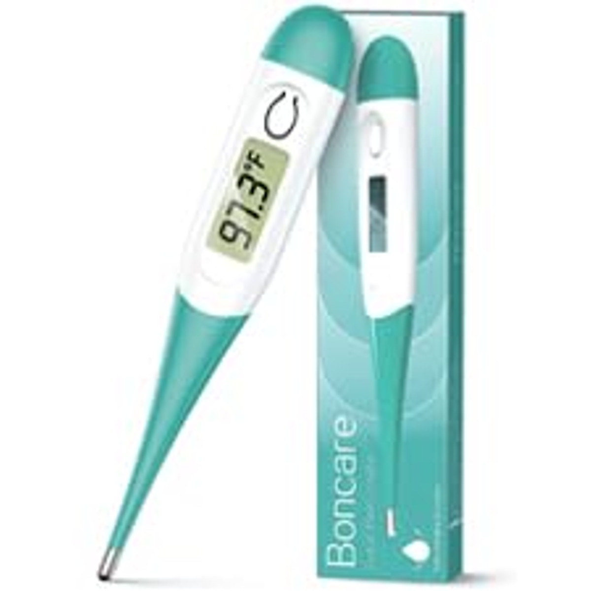 Boncare 10 Seconds Digital Thermometer for Adults and Kids - Accurate & Safe Rectal Thermometer for Baby with Fever Alarm, Oral Thermometer FSA HSA Eligible (Clear Blue)