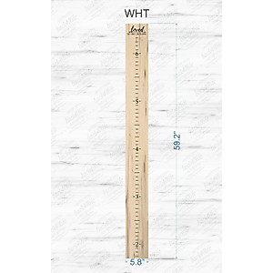 Farmhouse Style Wooden Kids Growth Chart Ruler for Boys and Girls (Rustic Brown - WHT)
