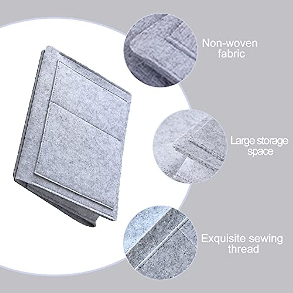 ANXVERS Felt Bedside Organizer Caddy, Bed Hanging Organizer, 5 Pockets Bed Hanging Bag for Home College Dorm Sofa Desk Bunk Bed, Can be Placed Glasses,Books,Mobile Phones,Keys -Dark Grey AN-CTSNDai