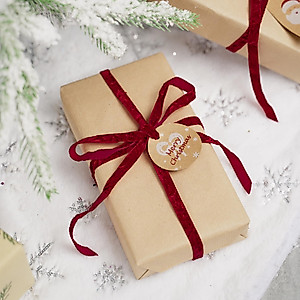 HUIHUANG Red Velvet Ribbon 3/8" Crushed Velvet Ribbon for Christmas Tree Ornaments, Gift Wrapping, Wreath Decoration, Invitations, Holiday Home Decor, Bows -10 Yards