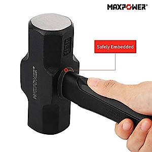 MAXPOWER 4lb Sledge Hammer, Steel Head, 12-inch Fiberglass Handle Shock-resistant
