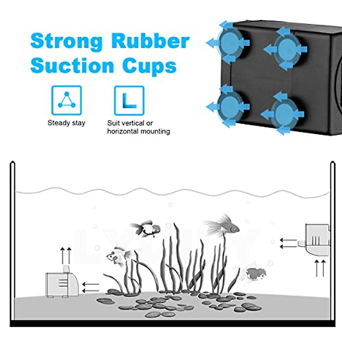 LYQILY 400GPH Ultra Quiet 1500L/H 25W Submersible Water Pump with 6.6ft High Lift for Fountains, Hydroponics, Ponds, Aquariums, Fish Tank