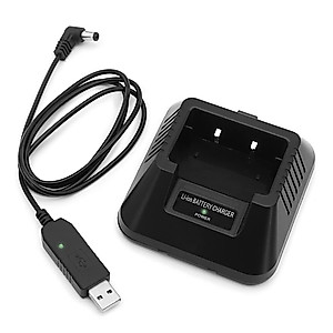 NEWASHAN Desktop Charger Replacement for Baofeng Radio BF-F8HP UV-5R 5RA 5RB 5RC 5RD 5RE 5RG UV-82 DM-5R TYT TH-F8 Walkie Talkie Li-ion Battery Charging Dock Cradle Base (USB Adapter)