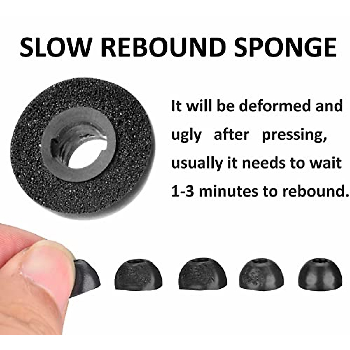 [ 6 Pairs ] Galaxy Buds 2 Pro Memory Foam Tips, No Silicone Eartips Pain Soft Comfortable Replacement Earbud Ear Tips Compatible with Beats Fit Pro/Studio Buds/Galaxy Buds 2 Pro Black S/M/L