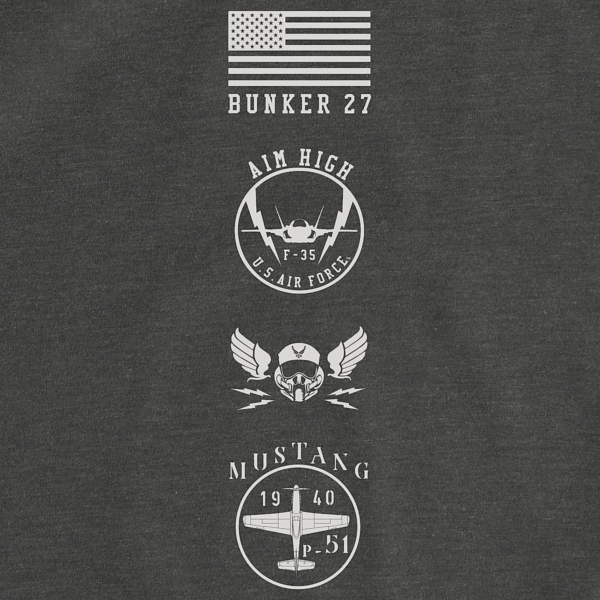 BUNKER 27 Air Force Stripe Logo Pullover Hoodie - 2XL - Heather Navy