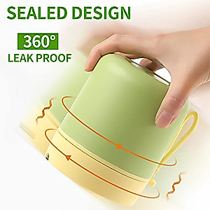 Reastar Insulated Food Container, 18 Ounce Stainless Steel Kids Adult Thermos for Hot Food, Vacuum Insulated Food Jar with Folding Spoon, Leak Proof, Portable Hot Food Container Soup Thermos, Green