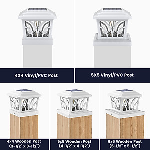 SIEDiNLAR Solar Post Cap Lights Outdoor, Aluminum Glass 2 Modes Edison LED Bulbs for 4x4 5x5 6x6 Vinyl Wooden Posts Deck Fence Patio Decor, Warm White/Cool White Lighting 6 Pack (White)