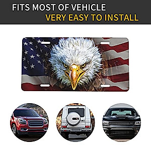 Bald Eagle American Flag Personalized License Plate Auto Truck Front Tag Metal License Plate Cover Frame for Car 6"X12"