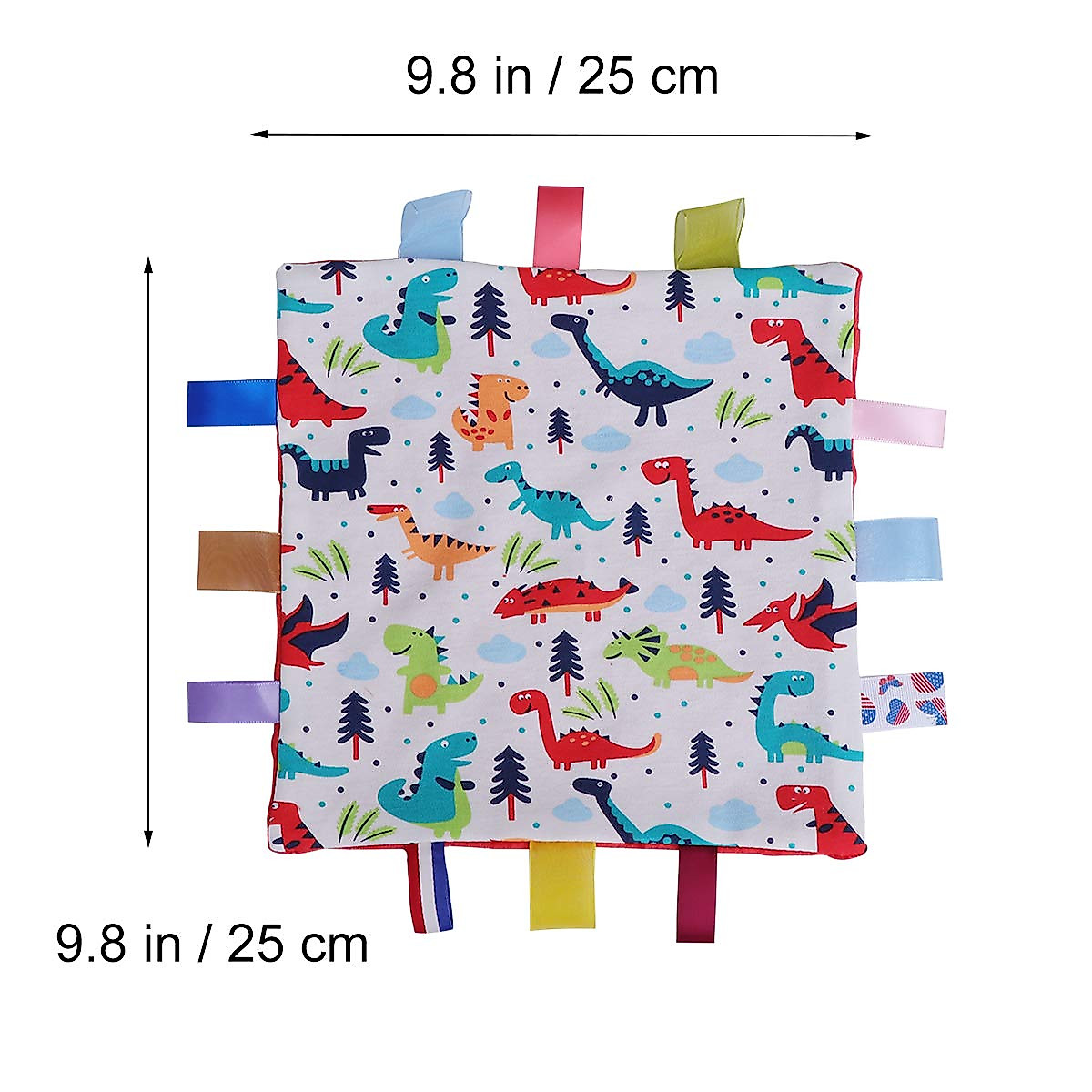 Toyvian Colorful Security Tag Blanket Soft Appease Towel for Newborn Toddlers(Dinosaur Pattern)