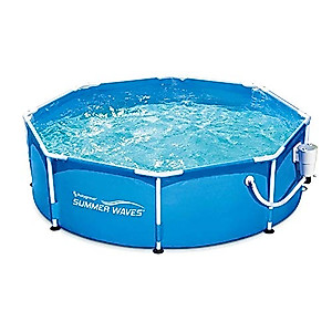 Summer Waves P2000830A Active 8ft x 30in Outdoor Round Frame Above Ground Swimming Pool Set with Filter Pump and Type D Filter Cartridge, Blue