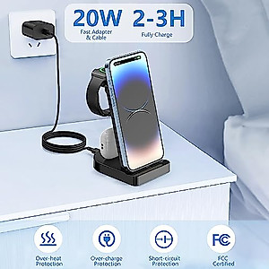 Charging Station for Multiple Devices,Cabepow 3 in 1 Fast Charging Station Dock for iPhone Series 14 Pro Max/13/12/11/X/8 Plus,for Airpods, Wireless Charger for Apple Watch 8/Ultra/7/6/SE/5/4/3
