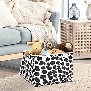 Kigai Cute Cow Black & White Storage Baskets for Shelves Foldable Closet Basket Storage Bins with Lid for Clothes Home Office Toys Organizers
