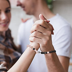 KINGSIN Long Distance Relationship Gifts Matching Couples Stuff Crown King Queen Bracelet Bracelet Couple Gift for Boyfriend Girlfriend Him Her Husband Wife Friendship
