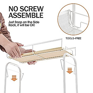 KINGRACK 4-Tier Slim Rolling Storage Cart with Wooden Tabletop,Skinny Mobile Kitchen Pantry Cart Metal with Wheels, Slide Out Utility Narrow Rolling Cart Easy Assemble for Tight Spaces, White