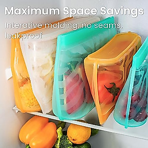 AECHY Silicone Bags Reusable Storage - Reusable Food Storage Bags, Extra Large 95 OZ Reusable Sandwich Bags - Silicone Food Pouch Stand Up, Leak-free, Heavy-duty, Microwave Safe, 3PCS, Auqa