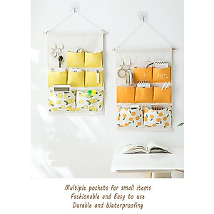 2 Packs Over The Door Storage Pockets,Hanging Storage Bags Organizer Linen Cotton Fabric Wall Door Closet 10 Pockets Home Organizer for Bedroom & Bathroom by AARainbow (Orange, C)