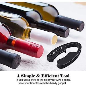 Wine Foil Cutter Magnetic Design [2 Pieces], 4 Stainless Blades Foil Remover Wine Bottles Opener Accessory, Removes Foil Top Effortlessly with Gift Box for Wine Lovers, Black