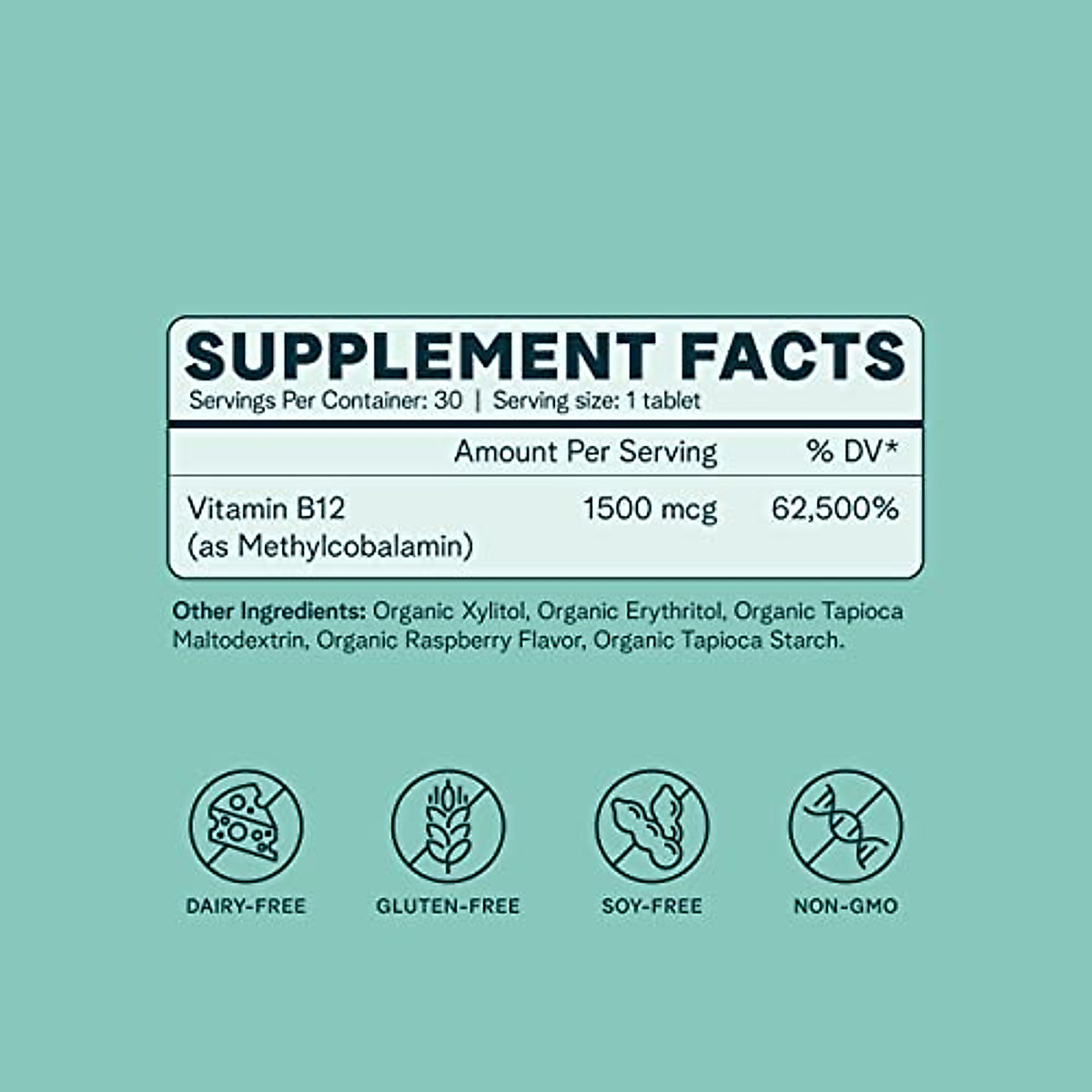 Ora Organic Vitamin B12 1500mcg - plant-based methylcobalamin for adults - Natural stimulant-free energy, Raspberry flavor chewable tablets, no added sugar - 30 tablets