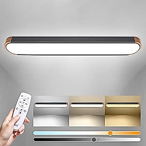 EDISLIVE Dimmable LED Ceiling Light with Remote Control 3000K-6000K Minimalist Modern Wood Flush Mount Ceiling Light Low Profile Light Fixture Grey