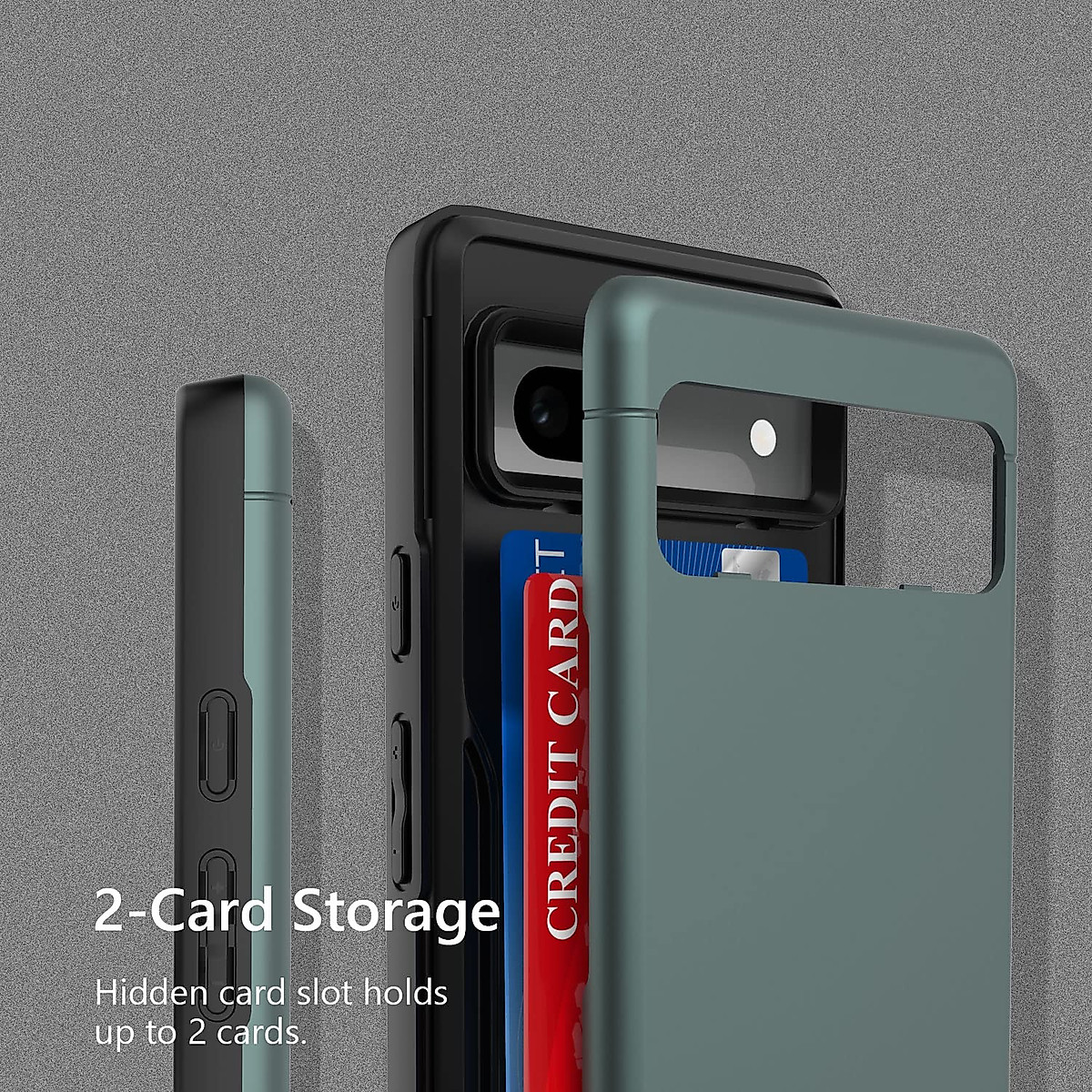 Teelevo Wallet Case for Google Pixel 7a, Dual Layer Case with Card Slot Holder and Kickstand for Google Pixel 7a - Dark Green