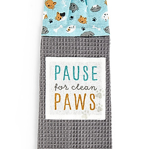 DEMDACO Pause For Clean Paws Grey 69 inch Cotton Fashion Kitchen Boa