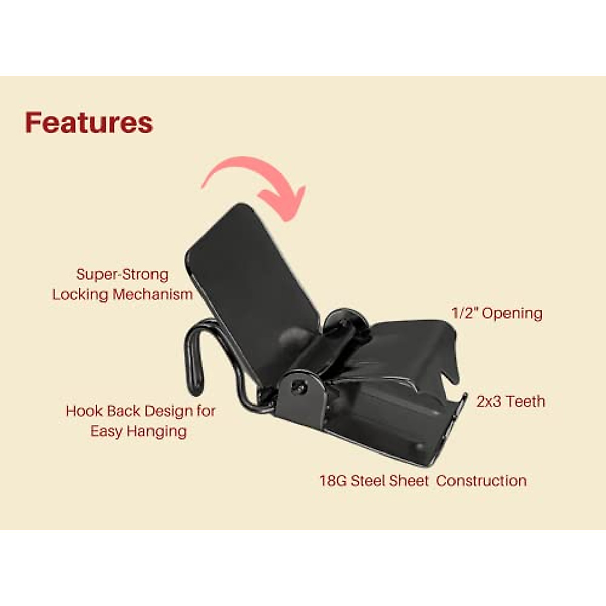 Small Tapestry Hangers (10 Pieces) Black Hook Based Clips for Wall Hanging Rugs and Paintings by Wise Linkers