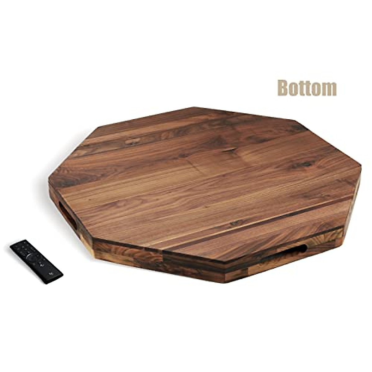 MAGIGO 26 Inches Extra Large Octagonal Black Walnut Wood Ottoman Tray with Handles, Serve Tea, Coffee Classic Wooden Decorative Serving Tray