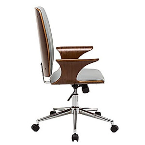 Porthos Home Lennon Comfortable, Stylish with Armrests, Height Adjustable, Ergonomic, Executive Wheels Retro Style Modern Office Chair Size 24 x 27 x 40, Grey