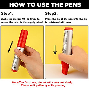 Jumbo Acrylic Paint Markers Pen,15mm Felt Tip Graffiti Markers Water Based Paint Pens For Wood, Rock,Plastic and Almost All Solid Surfaces,Marker Pen Set For Artists, Students, Teenagers & Adults