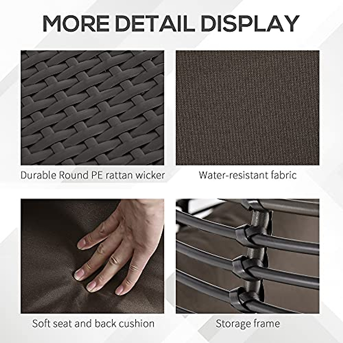 Outsunny Outdoor Wicker Egg Chair with Cushion, Lounge Chair Rattan 360 Degree Round Basket Chair for Backyard Garden Lawn Indoor Living Room, Brown