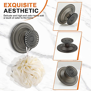 Aimai Forever Suction Cup Hooks for Shower, Removable Suction Hooks，Shower Wall Inside Hangers No Drill Hooks Bathroom Mounting On Glass Shower Doors，Tile- 4 Pcs ，Waterproof, Dark Grey