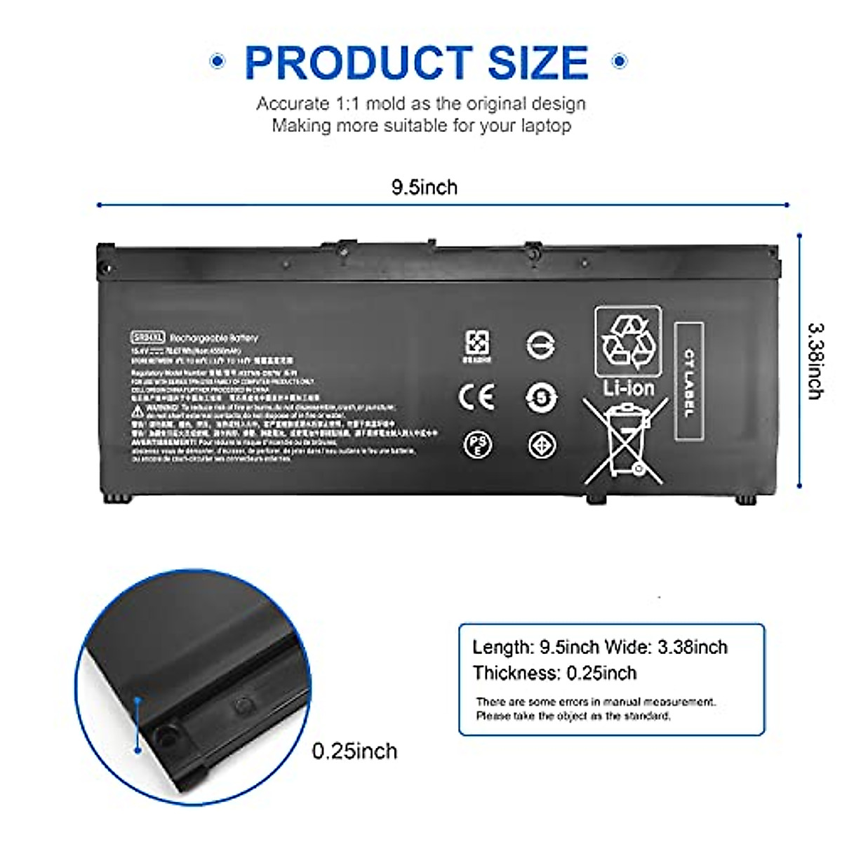 SR04XL SR03XL Battery for HP Omen 15 15-cx0xxx 15-ce0xx 15-dc0xxx 15-cb0xx Pavilion Gaming 15-dc1058wm 15-dc1054nr 15-cx 15-dc0052nr 15-cx0056wm 15-ce198wm 15-ce015dx 15-ce011dx 15-dc1xxx SRO4XL