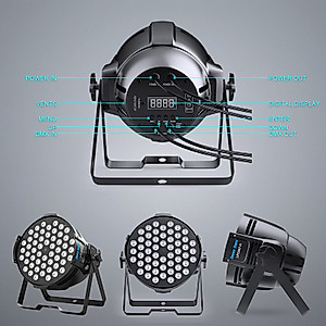 Seven Stars LED Stage Lights Sound Activated, RGB DMX Stage DJ Lights Sound Activated, LED Par Lights Party Wash Lights for Parties, Church, Concert, Wedding, Bar, Club Stage Lighting (4 Pack)