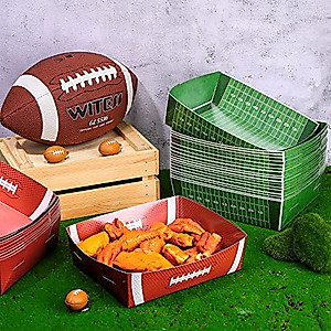 Sawysine 36 Pack Football Party Favors 5 lb Paper Food Trays Large Boats Disposable Serving Tray Snack for Food, Condiment, Carnivals, Birthday, Decorations (Football)