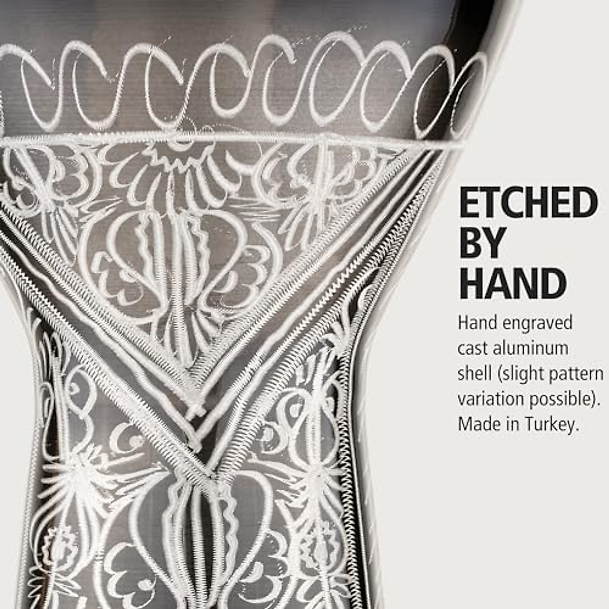 Meinl Percussion Aluminum Doumbek Egyptian Goblet Drum, Hand Engraved — Made in Turkey — Synthetic Head, 2-Year Warranty (HE-2018)