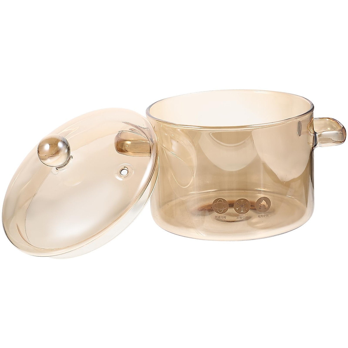 GANAZONO Nonstick Cookware Glass Cooking Saucepan Glass Cooking Pot Soup Pot Stew Pan with Lid and Double Ear Noodle Bowl Korean Ramen Pot Glass Cookware 1500ML Glass Stovetop Pot Oven Pans