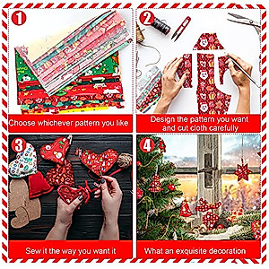 42 Pieces Christmas Fabric Bundles Sewing Quilting Fabric 10 x 10 Inch Christmas Santa Elk Snowflake Printing Fabric Squares Craft Fabric for Patchwork Sewing DIY Craft Christmas Party Supplies
